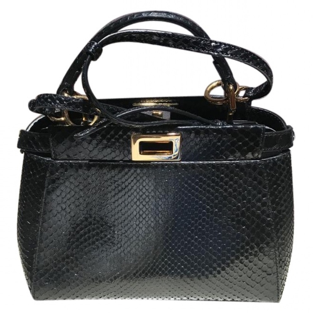 Fendi Peekaboo Mini- Black Exotic Python Handbag - Gem